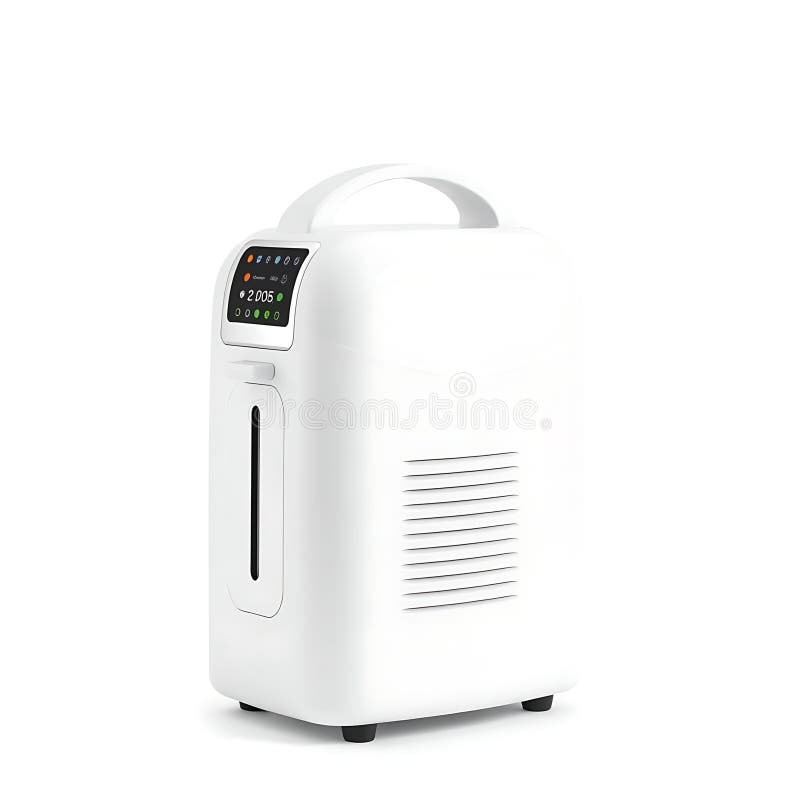 A Compact Oxygen Concentrator with an Ergonomic Design Displayed on a ...