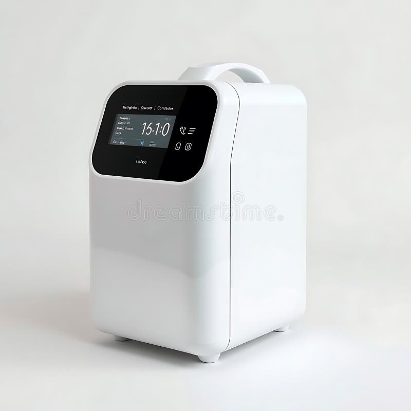 A Compact Oxygen Concentrator with an Ergonomic Design Displayed on a ...