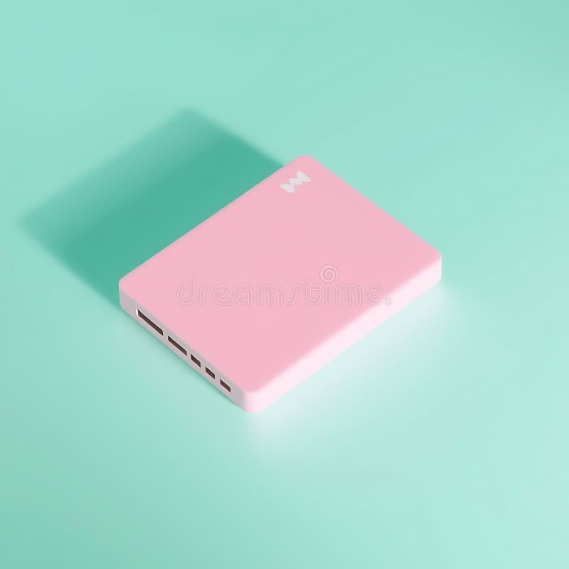 A Compact Pastel Pink External Hard Drive on a Mint Gradient Background ...