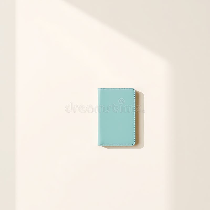 A Compact Pastel Teal Pocket Sized Notebook on a Cream Wall Stock ...