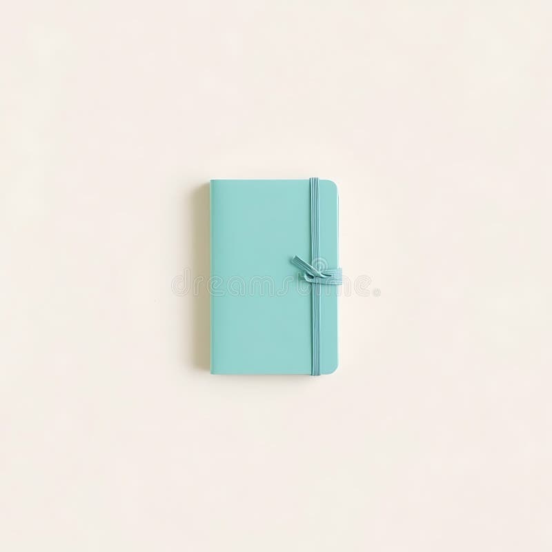 A Compact Pastel Teal Pocket Sized Notebook on a Cream Wall Stock ...