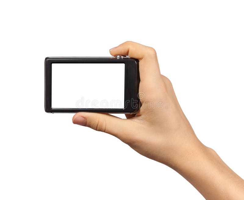 Compact Photo Camera in Hand Isolated Stock Image - Image of display ...