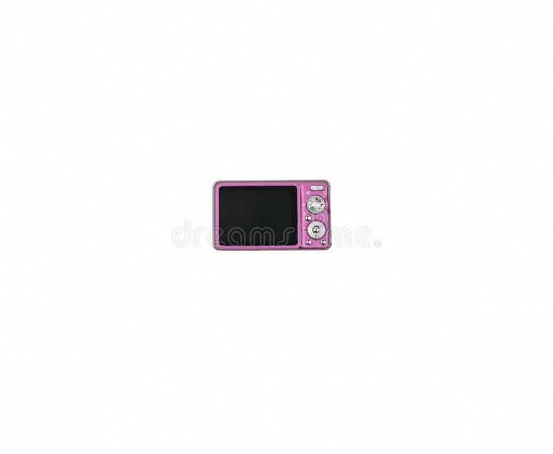 Compact Pink Digital Camera Isolated on White Background. Stock Photo ...
