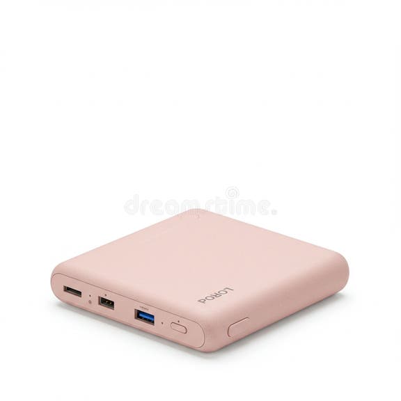 A Compact, Pink Power Bank Featuring a Rectangular Design with Rounded ...