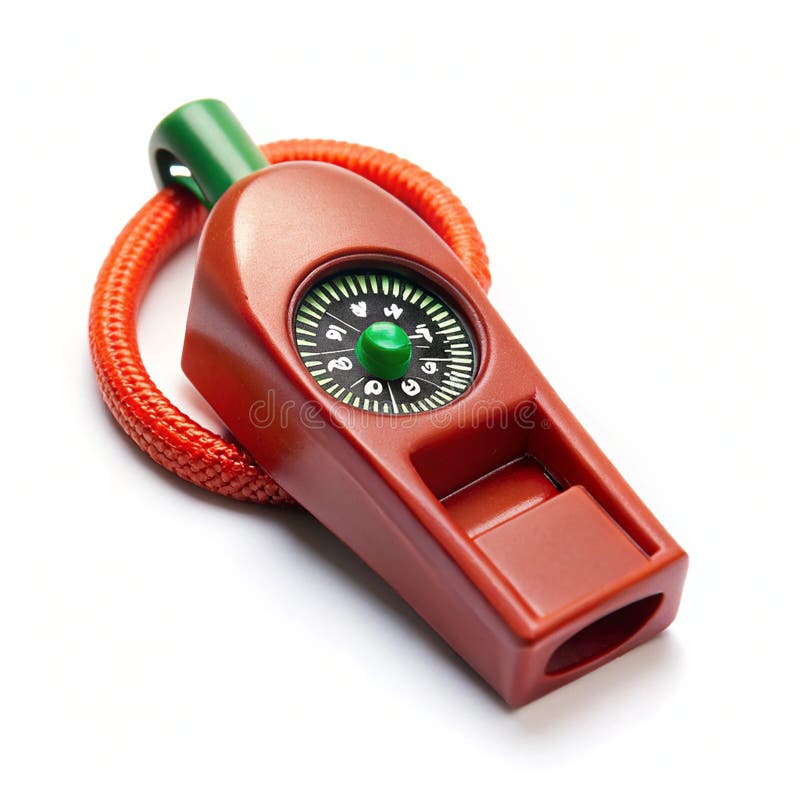 Plastic Survival Whistle with Embedded Compass Stock Illustration ...