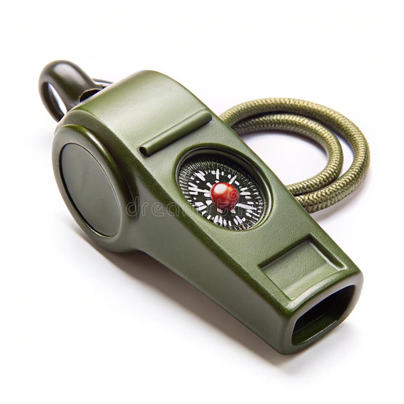 Plastic Survival Whistle with Embedded Compass Stock Illustration ...
