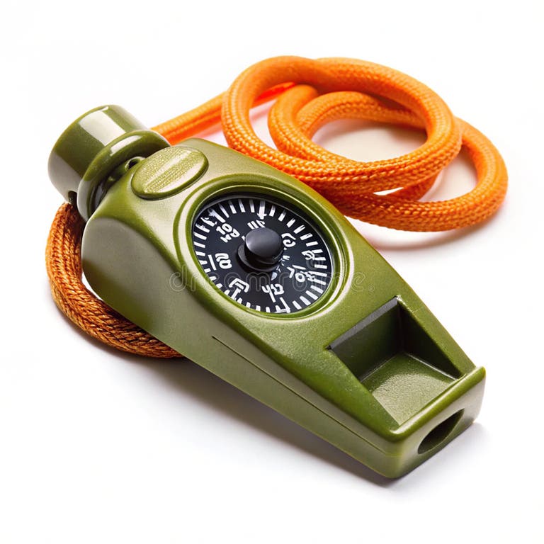 Plastic Survival Whistle with Embedded Compass Stock Illustration ...