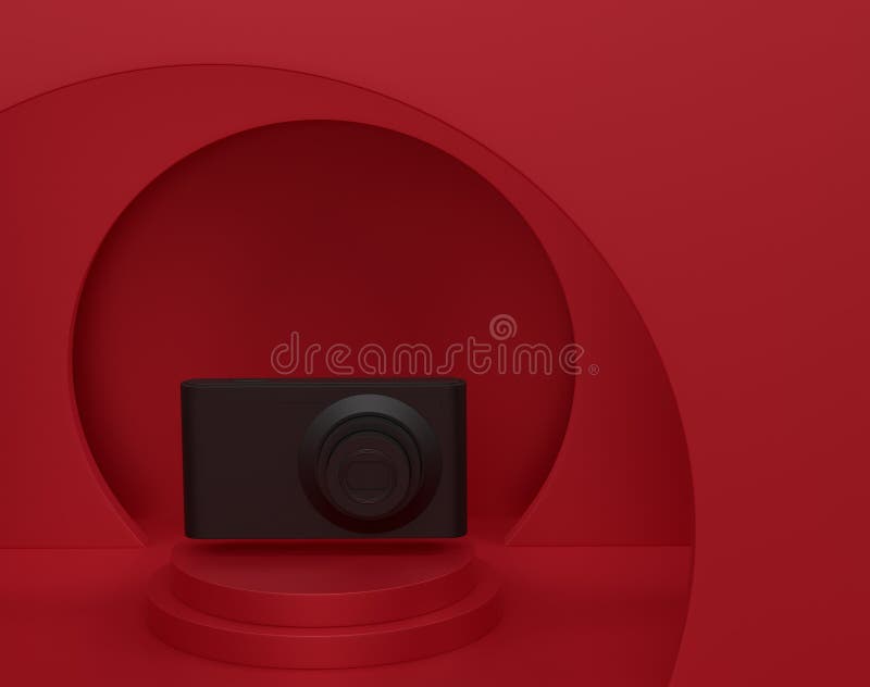 Compact Pocket Digital Camera on Cylinder Podium with Step on ...