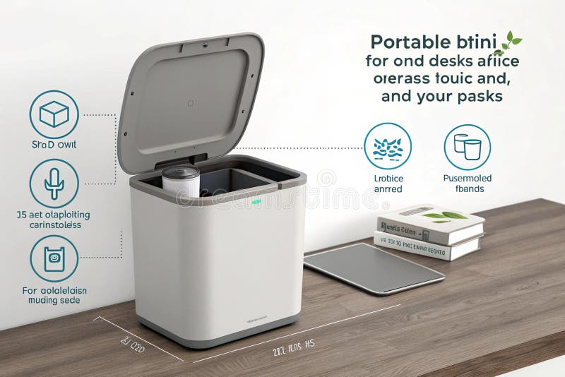 Portable Mini Trash Can for Desks Stock Illustration - Illustration of ...