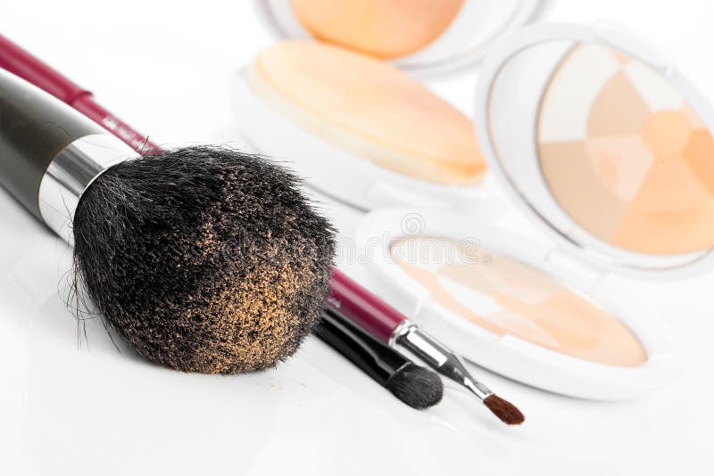 Compact Powder and Black Brush Stock Photo - Image of facepowder ...