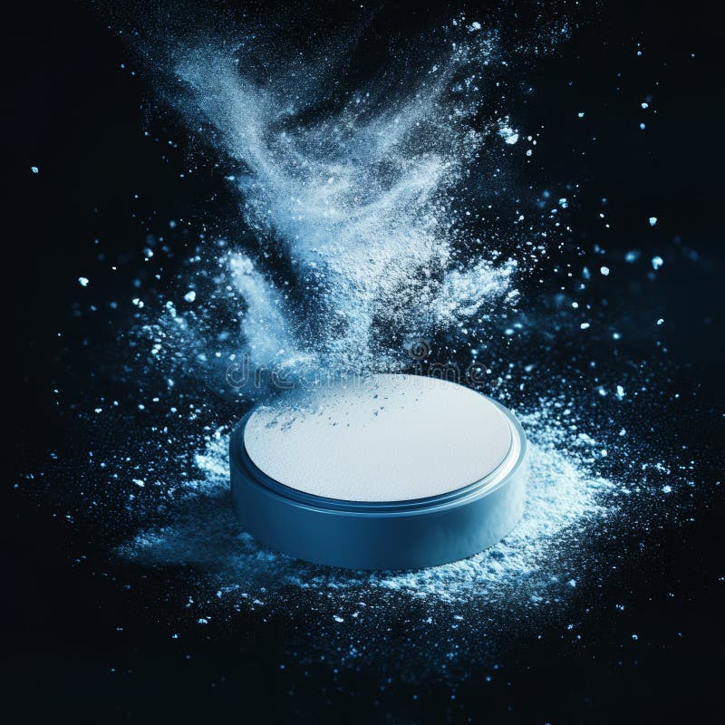 Compact Powder Displayed with Glowing Effects and Minimalist Text ...