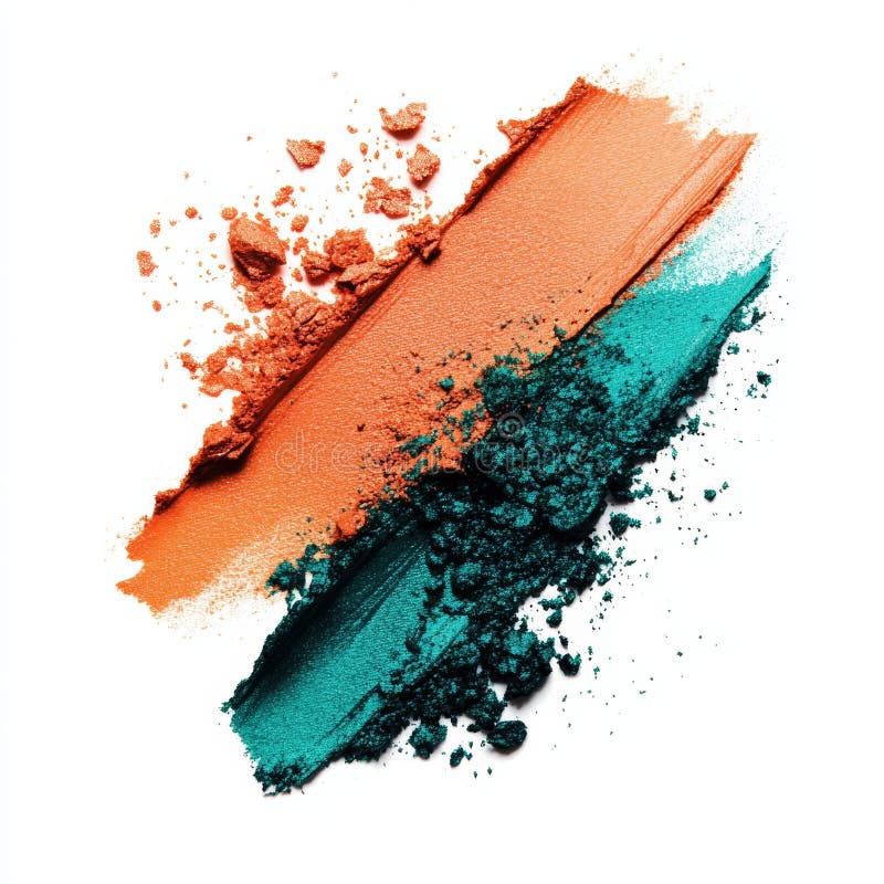 Compact Powder with a Dynamic Splash of Bold Orange and Teal Paint ...