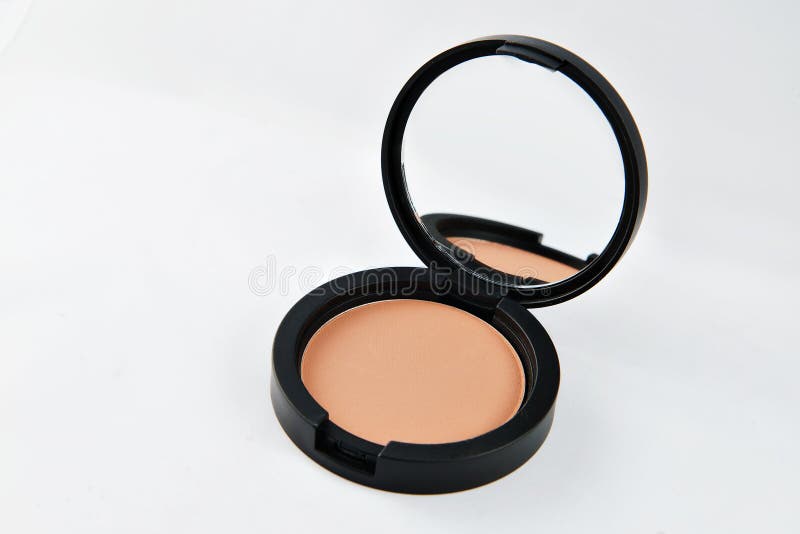 Compact Powder for the Face, in a Black Round Box with Mirror. Stock ...