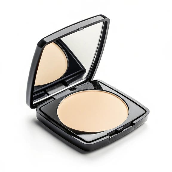 Compact Powder Foundation with Mirror and Applicator Stock Illustration ...