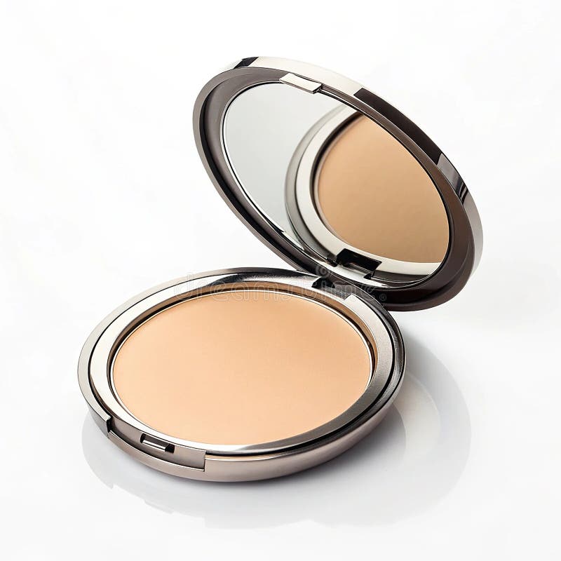Compact Powder Foundation with Mirror and Applicator Stock Illustration ...