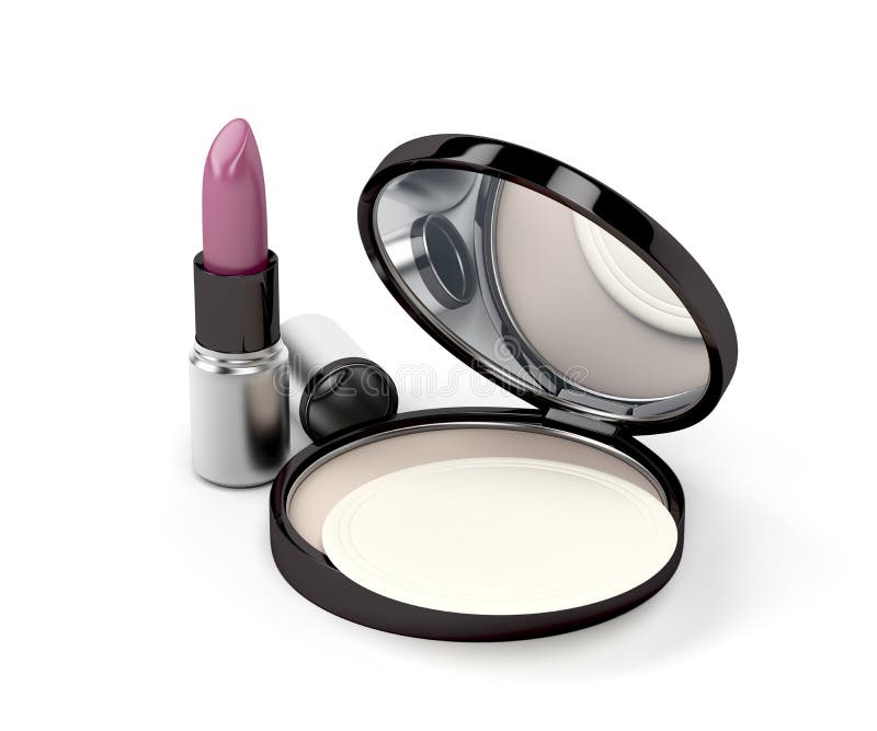Compact Powder and Lipstick Stock Illustration - Illustration of ...