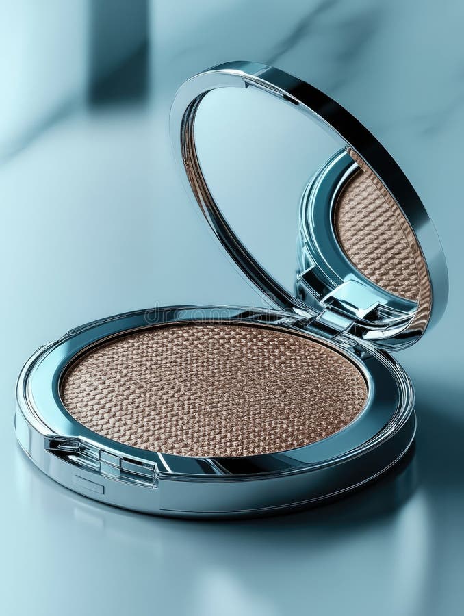 Compact Powder Makeup Palette Sitting on Mirrored Surface Stock ...