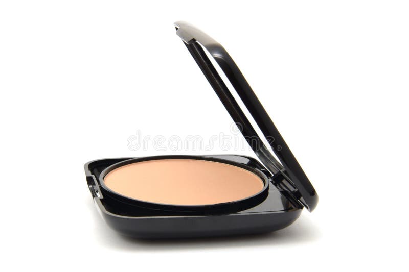 Compact Powder in Opened Box with Mirror Closed Up Isolated on White ...
