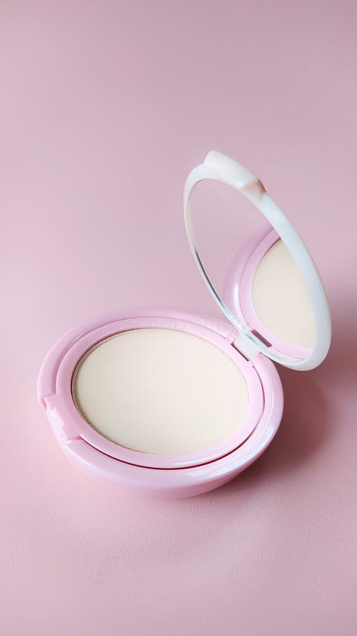 Compact Powder and Lipstick Over Pink Background Stock Image - Image of ...