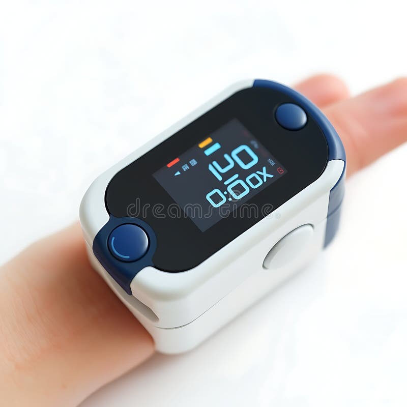 A Compact Pulse Oximeter with a Finger Sensor and a Display Showing ...