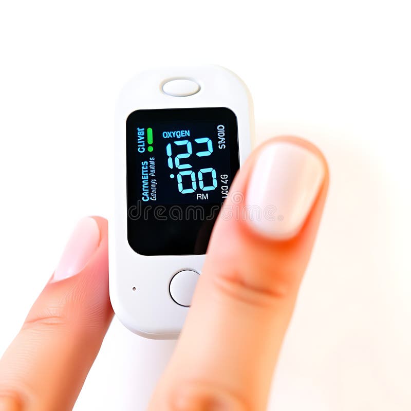 A Compact Pulse Oximeter with a Finger Sensor and a Display Showing ...
