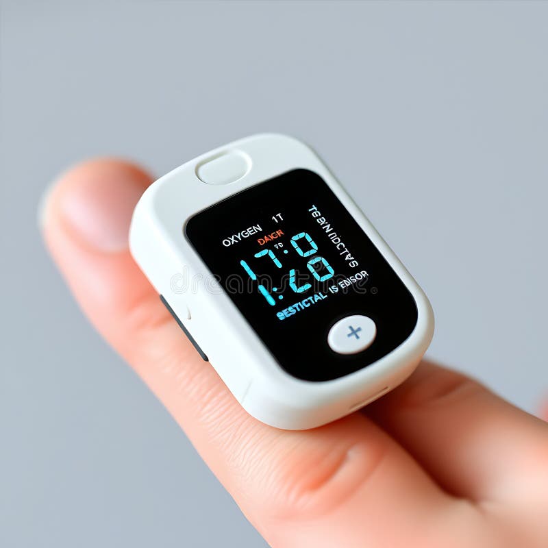 A Compact Pulse Oximeter with a Finger Sensor and a Display Showing ...
