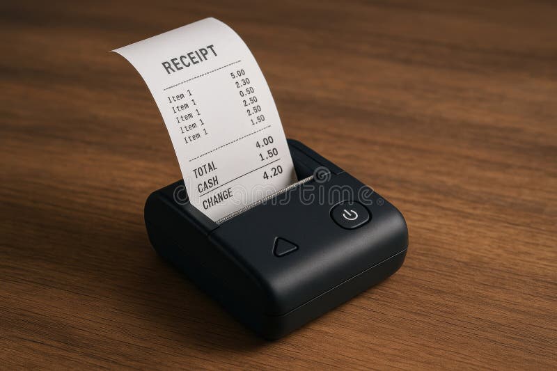 Receipt Printing Process in a Retail Setting Showing Itemized Purchases ...