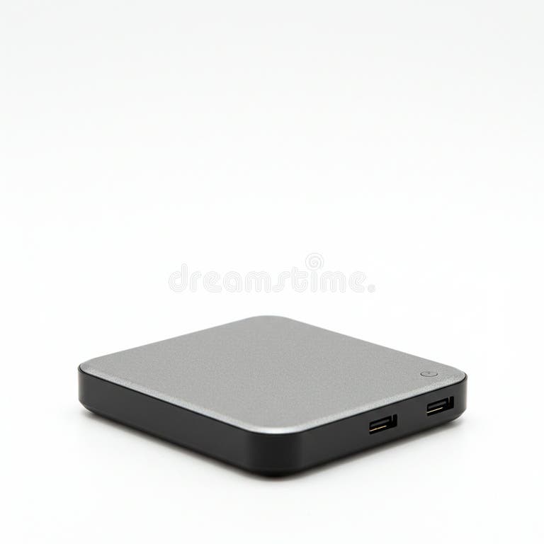 A Compact, Rectangular External Hard Drive with a Metallic Finish and ...