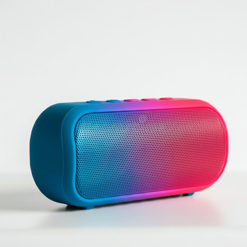A Compact, Rectangular Portable Speaker with Rounded Edges, Featuring a ...