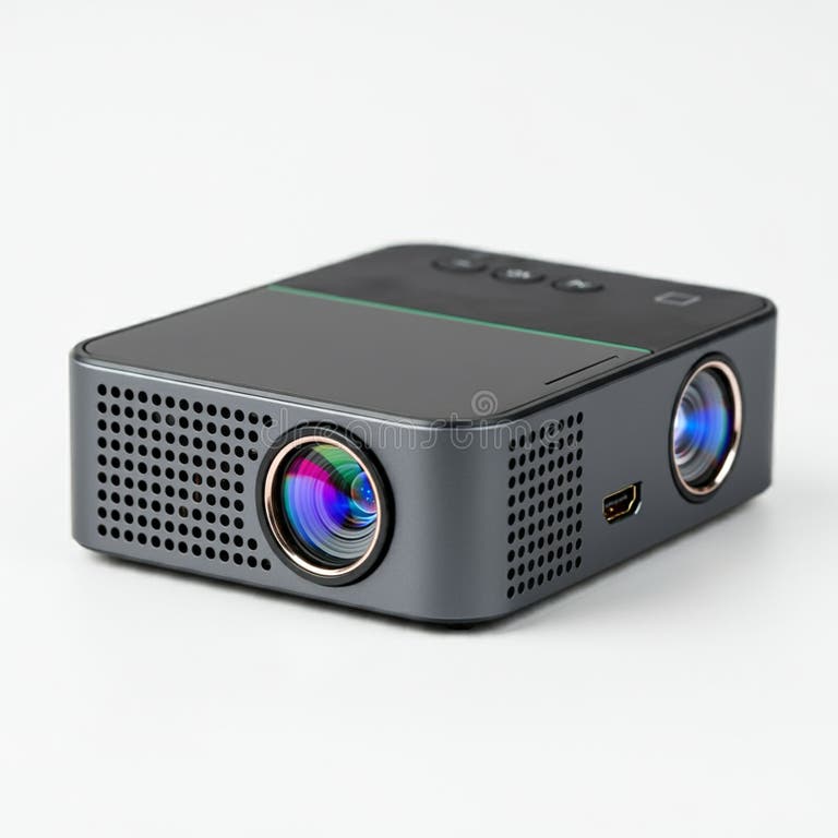 Compact Rectangular Projector with a Dual-lens Setup. Features Include ...