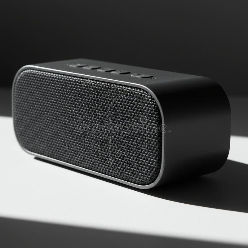 Compact Rectangular Speaker with a Sleek Black Design. the Front Has a ...