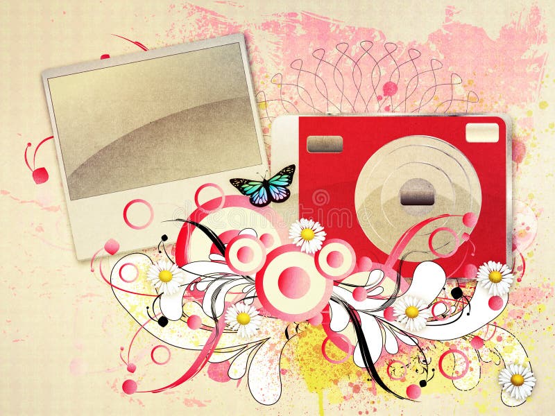 Red Compact Camera with Flourish Stock Illustration - Illustration of ...