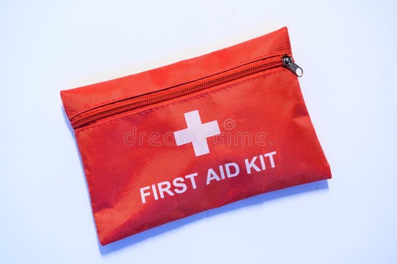 Compact Red First Aid Kit for Emergencies Stock Photo - Image of pink ...