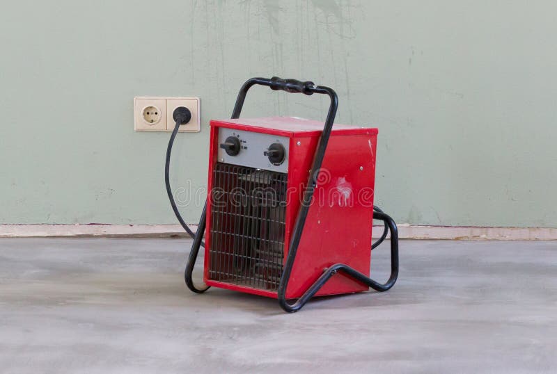 Compact Red Heater, Drying the Floor Stock Photo - Image of repair ...