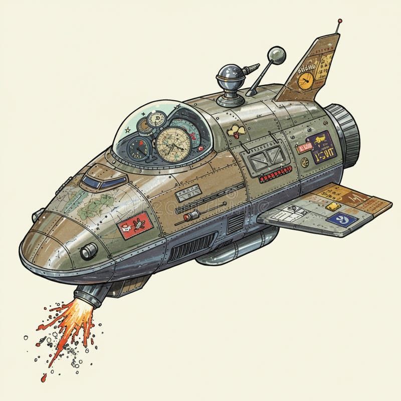 Compact, Retro-inspired Spaceship with a Patchwork Metal Exterior ...