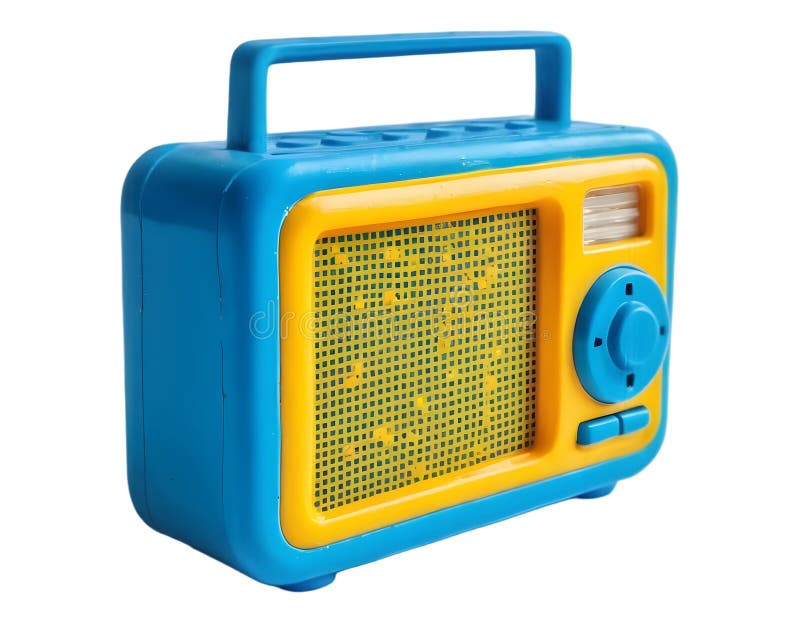 Blue Toy Radio with Yellow Front Panel and Large Blue Knob Stock Image ...
