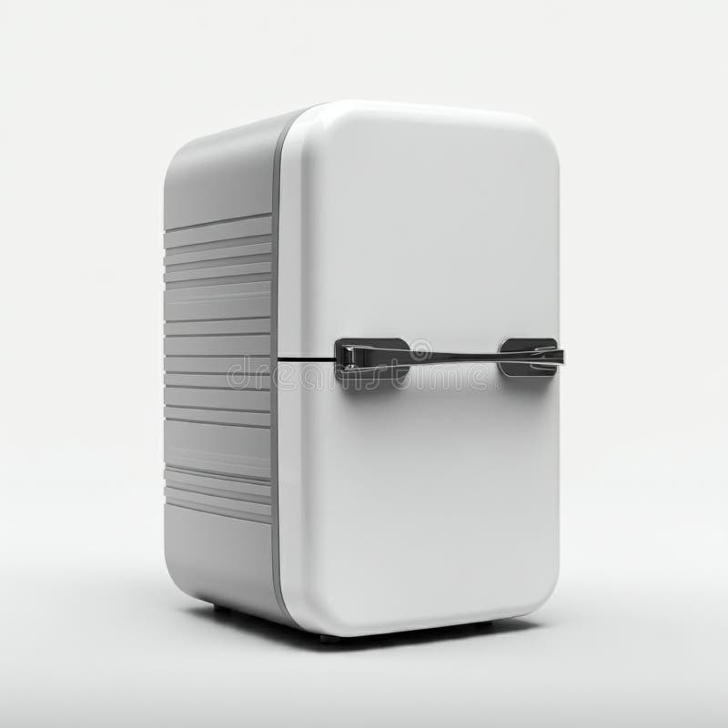 A Compact, Retro-style Refrigerator with a Smooth White Front and ...