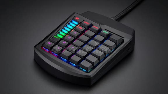Compact RGB Macro Keypad on Dark Surface, Gaming Setup Stock Photo ...