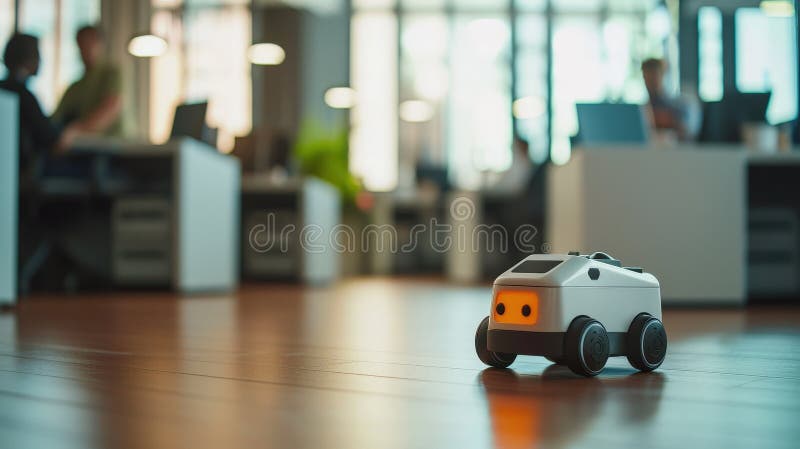 Compact Robot Navigating Office Environment Stock Image - Image of ...