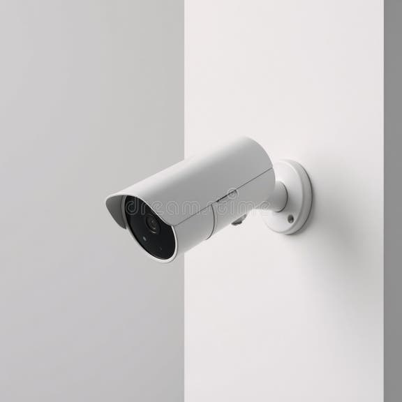 Compact Security Camera on White Wall Ideal for Surveillance Systems ...