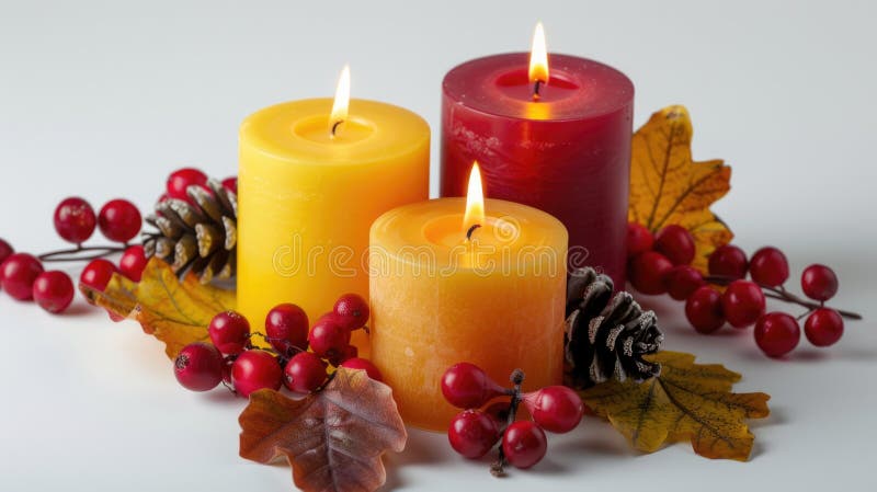 A Compact Set of Three Candles Placed Side by Side, Perfect for Use in ...