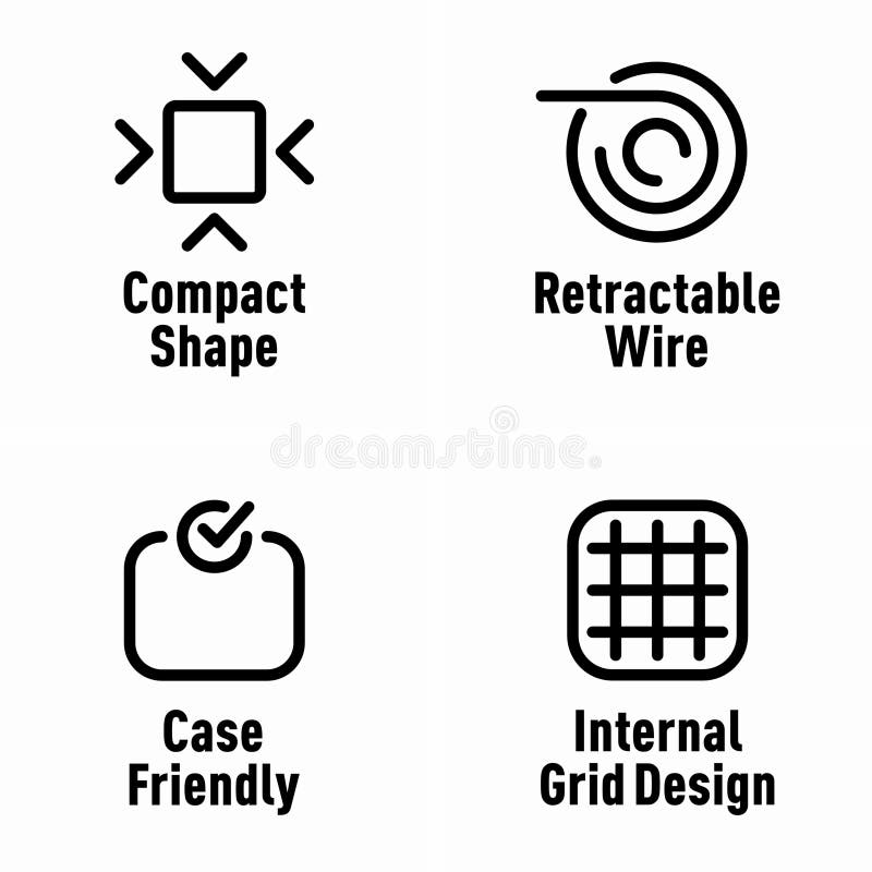Compact Shape Retractable Wire Case Friendly Internal Grid Design ...