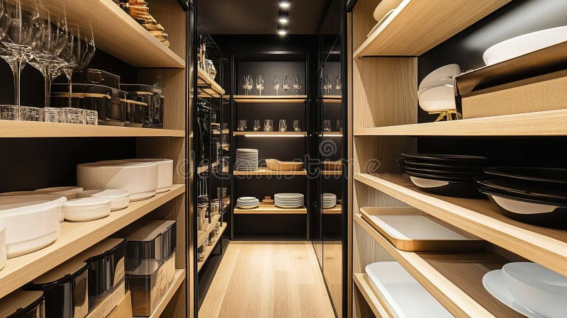 Compact Shelving Solution in Narrow Interior Space. Stock Photo - Image ...