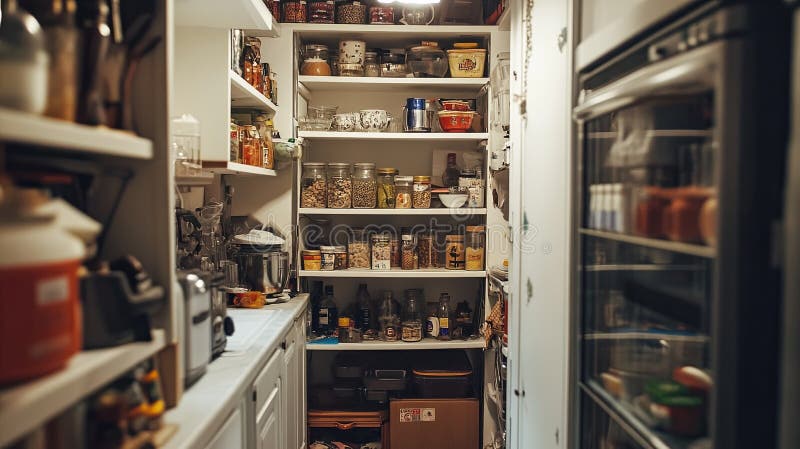 Compact Shelving Solution in Narrow Interior Space. Stock Image - Image ...