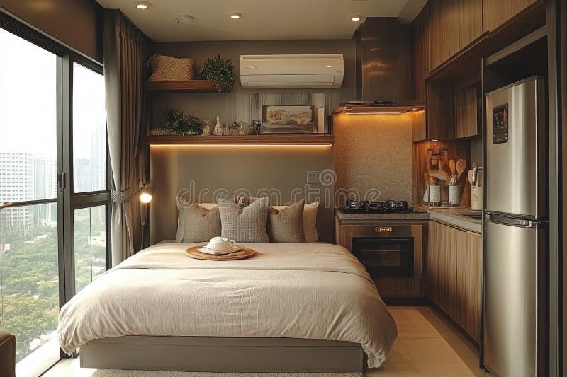 Compact Shoebox Apartment Modern Minimalist Urban Setting Stock Photos ...