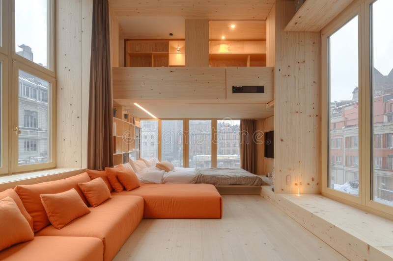 A Compact Shoebox Apartment, Modern and Minimalist, Urban Setting Stock ...