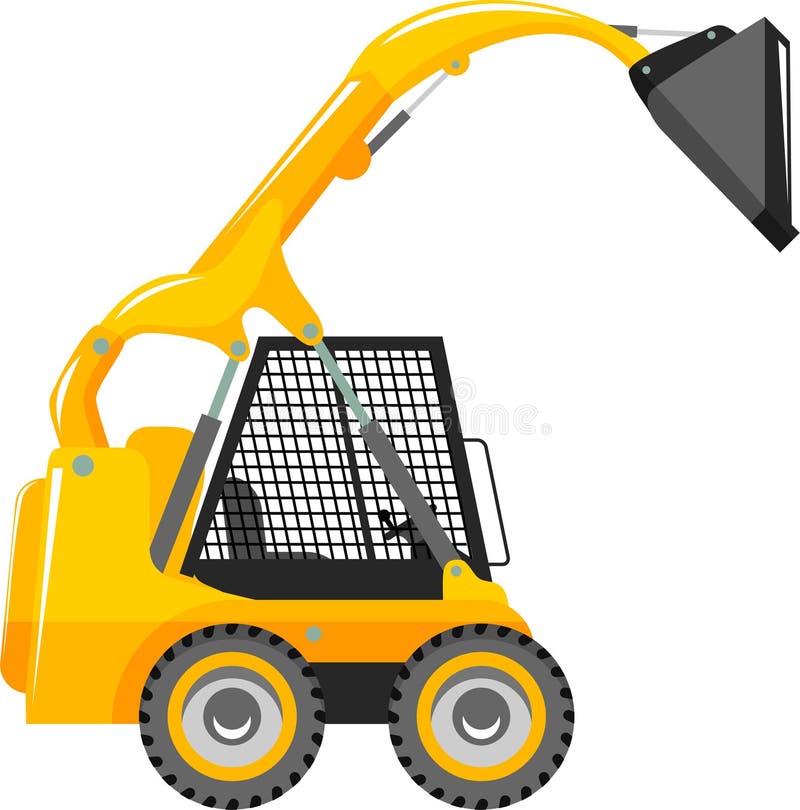 Compact Skid Steer Loader with Bucket and Wheels Icon in Flat Style ...
