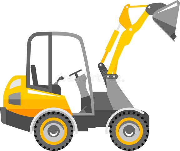 Compact Skid Steer Loader with Bucket and Wheels Icon in Flat Style ...