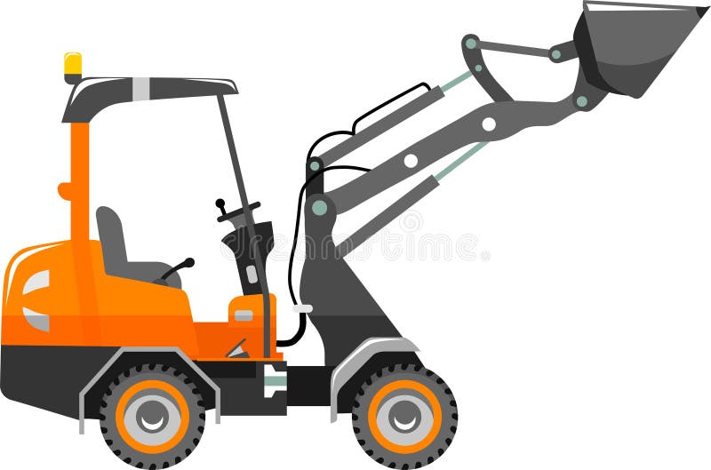Compact Skid Steer Loader with Bucket and Wheels Icon in Flat Style ...