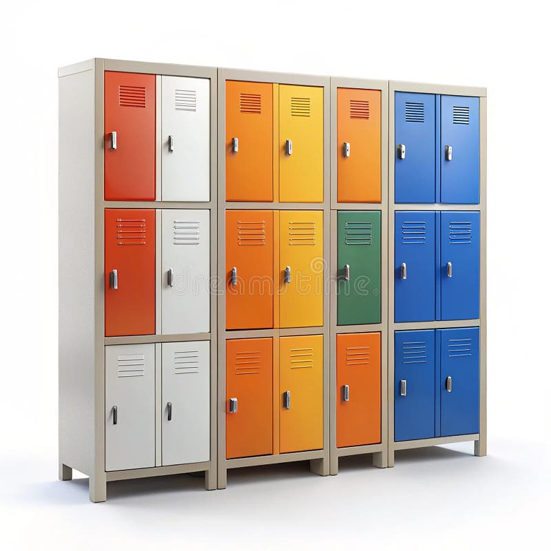Small Lockers Isolated on White Background Stock Illustration ...